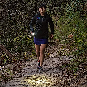 Nathan Zephyr Running Flashlight. Adjustable Hand-Held LED Light with Safety Whistle. For Runners, Walkers, Cyclist, Kids, Security. Handheld Dual Front and Back Light to See and Be-Seen.