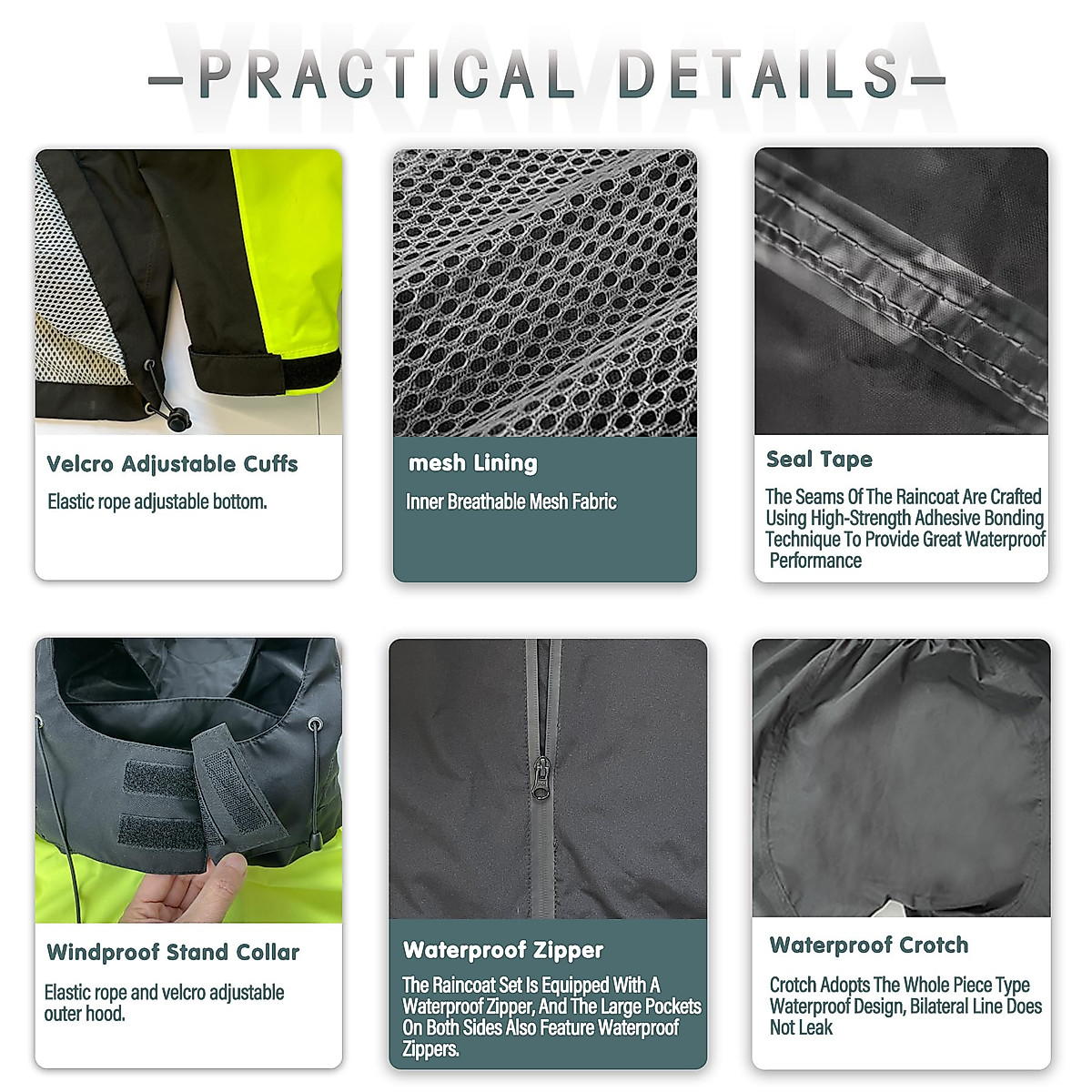 VIKAMAKA Waterproof Rain Suit for Men,Lightweight Rain Jackets and Pants Portable Reflective for Motorcycle Cycling Rain Gear