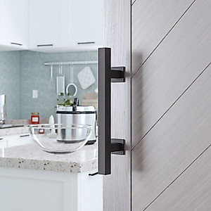 Genius Iron 12" Heavy Duty Sliding Barn Door Flush and Pull Handle, Black Rustic Design Handle for Gate, Garages