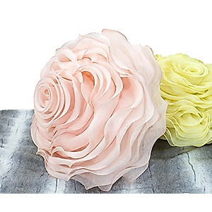 Fennco Styles Beautiful Handmade 3D Rose with Custom Made Fabric Decorative Throw Pillow 16" Round (Pink, Case+Insert)