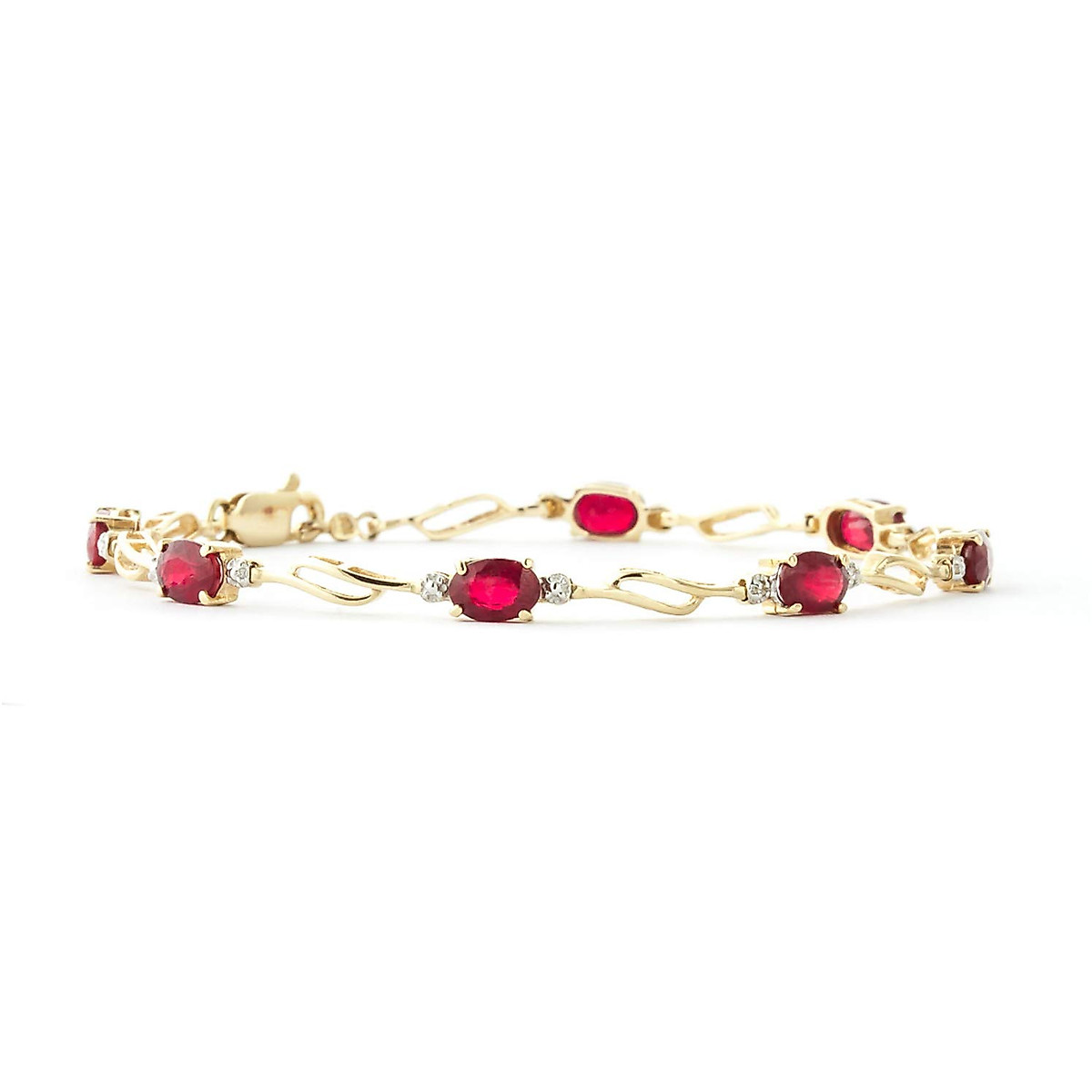 Galaxy Gold GG 14k Solid Yellow Gold Tennis Bracelet 4.21 ct Ruby Diamond - size 8.0