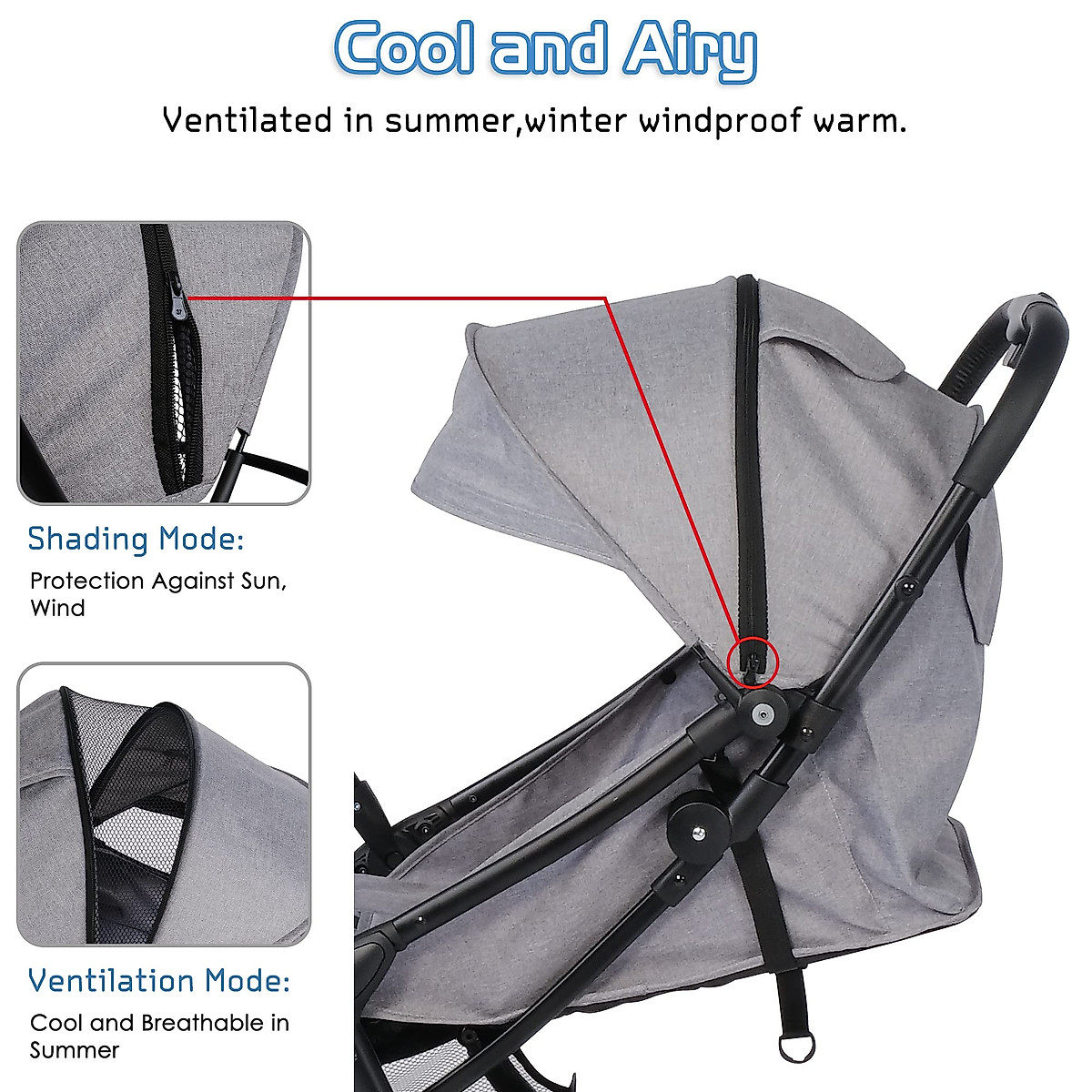 COLOR TREE Lightweight Baby Stroller Compact Toddler Travel Stroller for Airplane Compact Stroller for Infants All-Terrain with Adjustable Canopy and Reclining Seat One-Hand Gravity Fold