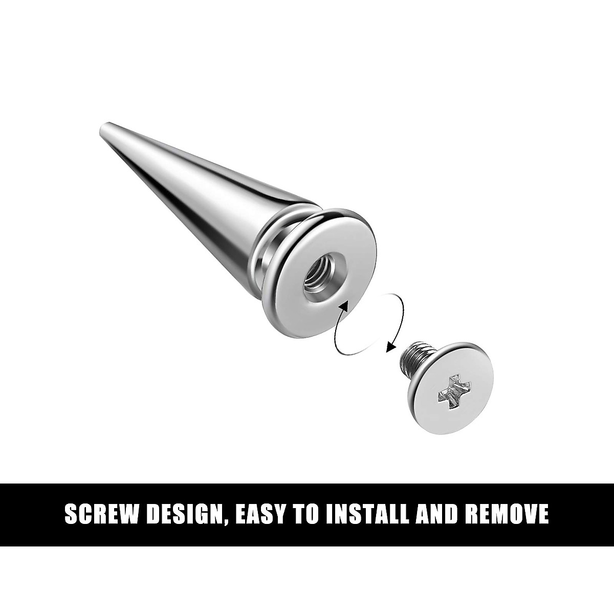 170 Pieces Multiple Sizes Cone Spikes Screwback Studs Rivets Large Medium Small Metal Tree Spikes Studs for Punk Style Clothing Accessories DIY Craft Decoration (Silver)