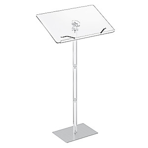 KSacry Large Acrylic Podium Stand,42.3'' H Pulpits for Churches, Lecterns &Podiums,Conference Portable Podium for Weddings, Classroom, Presentation Podiums,Metal Base(15.7" L x 11.8" W x 42.3" H)