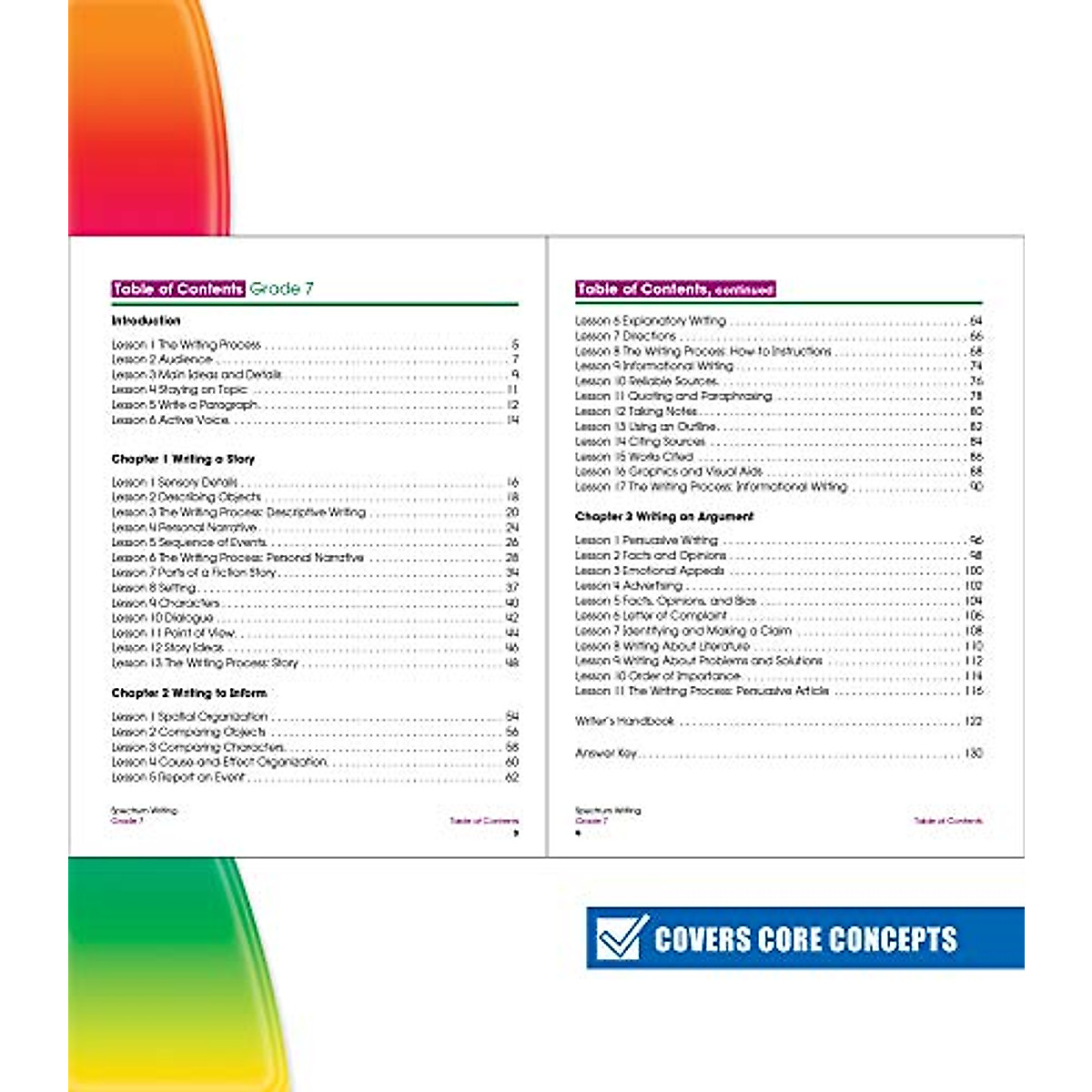 Spectrum 7th Grade Writing Workbooks, Ages 12 to 13, 7th Grade Writing, Informative, Argumentative, Comparative, and Fiction Story Writing Prompts, Writing Practice for Kids - 136 Pages