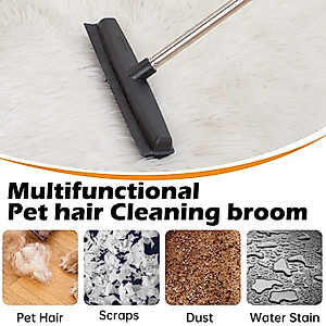 Pet Hair Removal Broom Rubber Broom for Carpet,Floor Brush for Carpet,60" Long Handle Fur Sweeper with Long Handle for Fluff Carpet