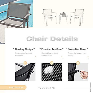 Tuoze 3 Pieces Patio Furniture Set Outdoor Garden Conversation Sets Modern Porch Furniture Lawn Chairs with Glass Coffee Table for Poolside Backyard Balcony
