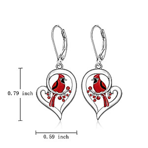 Red Cardinal Earrings Bird Earrings for Women Cardinal Appear When Angels Are Near Sterling Silver Cardinal Memorial Gifts for Loss of Loved One