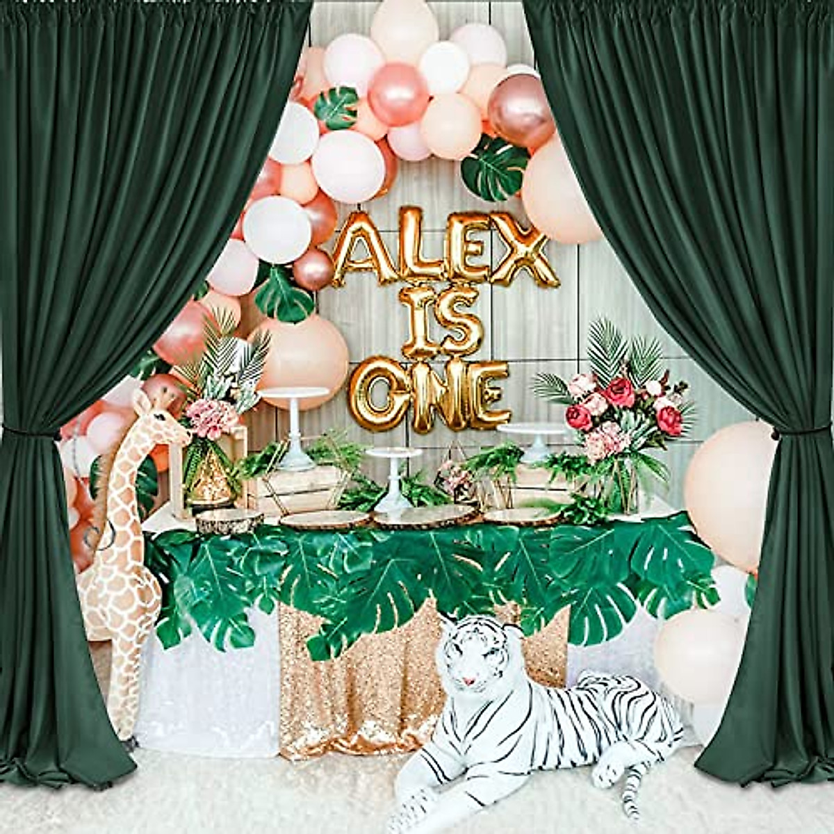 Hiasan Backdrop Curtains for Parties, Polyester Photography Backdrop Drapes for Family Gatherings, Wedding Decorations, 5ftx10ft, Set of 2 Panels