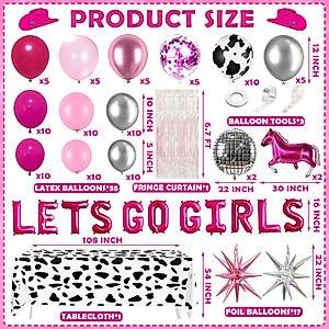 Girl Bachelorette Party Decorations Disco Cowgirl Hot Pink Birthday Balloons Let's Go Girls Disco Ball Garland Arch Kit Western Last Rodeo Bridal Shower 2000s 90s 80s Party Supplies (Cowgirl)