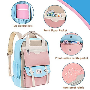 lovvento College Backpack for Women Cute Vintage Travel Bag Aesthetic Laptop Backpack 15.6 Inch Waterproof Computer Work