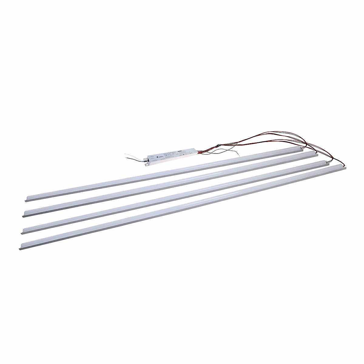 WareLight LED Magnetic Strip Retrofit Kit for Linear Ceiling Fixtures - 60 Watt, 5000K Lighting, 4 Foot, 4 Strips