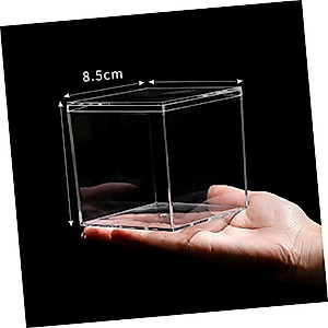 12pcs Lid Collectibles Square Plastic Candy Acrylic Treat Case Mini Items for Cube Cases Stackable Small Cubes Jewelry Container Showcase with Display Storage Clear Cm Containers