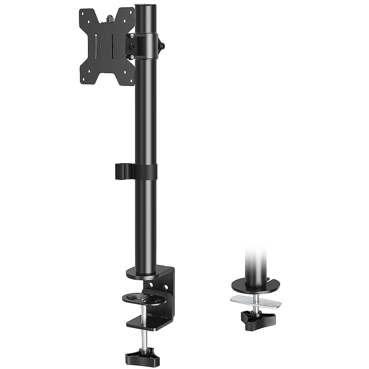MOUNTUP Single Monitor Mount, Adjustable Monitor Stand for Max 32 Inch Flat Curved Computer Screen, Monitor Arm Desk Mount Fit VESA 75x75& 100x100, up to 17.6lbs, with C-Clamp and Grommet Base, Black