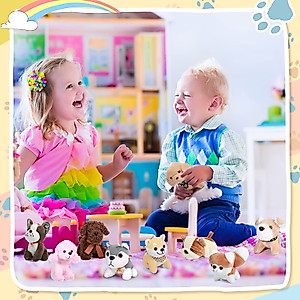 Aoriher 9 Pieces Mini Plush Dog Stuffed Animals Cute Soft Puppy Toy Bulk Christmas Party Favor for Birthday Gift Goodie Bag Stocking Filler(Vivid Style)