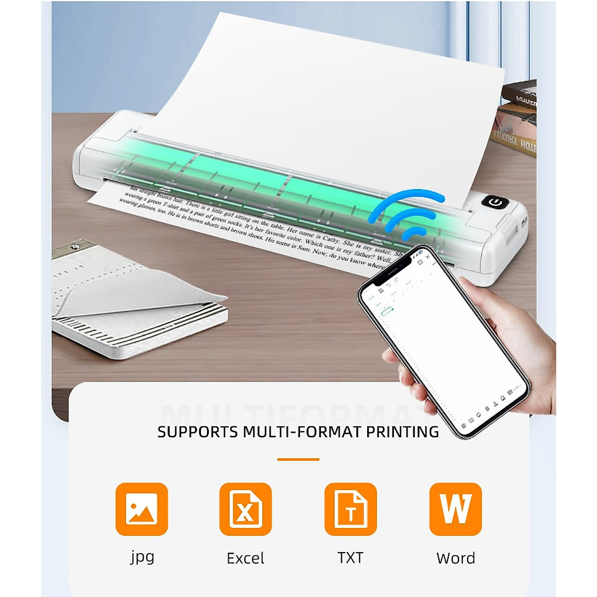 STEIGNER Portable Printer, Thermal Printer Bluetooth, Thermal Printer for Home Use Bluetooth Inkless Printer, Portable Printers Wireless for Travel, Inkless Mobile Printer for Office, Home (White)…