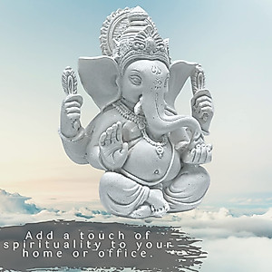 Bellaa 23743 Ganesha Statue Hindu God Lord Ganapati Idol Blessing God Outdoor Sculpture Home Decoration Good Luck Success Gift 5 inch Pure White