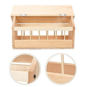 HANABASS Window Bird Feeder Window Bird Feeder Window Bird Feeder Pigeon Feeding Trough Wooden Pigeon Feeder Multi- Hole Pigeon Dish Dispenser Birds Feeding Dispenser Chicken Feeder Quail Cage