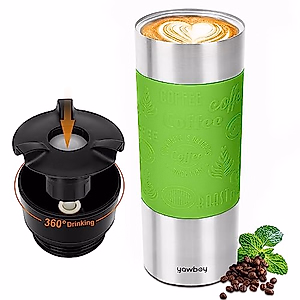 Travel Coffee Mug Spill Proof,Upgraded 17 Oz Travel Mug with 360°Drinking Lid,Double Wall Vacuum Insulated Coffee Travel Mug Stainless Steel Tumbler Thermal Coffee Mugs for Hot and Cold Drinks(Green)