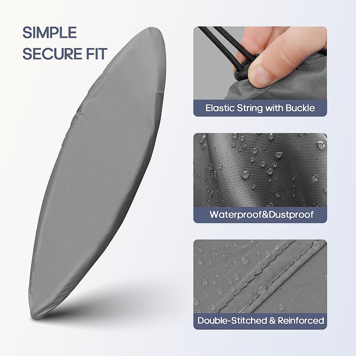 Relaxyee Kayak Cover Waterproof Kayak Canoe Cover Storage Dust Cover UV Protection Paddle Board Cover Fishing Boat Sunblock Shield for Outdoor Storage