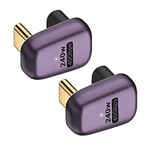 AreMe 240W USB C 180 Degree Adapter (2 Pack), U Shape Type C Male to Female 40Gbps Connector for Thunderbolt, Switch, MacBook, Laptop, Tablet, Phone