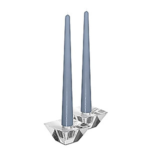 Hyoola Tall Taper Candles - 12 Inch Grey Blue Unscented Dripless Taper Candles - 10 Hour Burn Time - 12 Pack