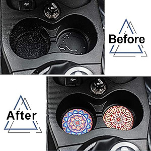 Car Coasters for Drinks Absorbent, 10 Pack 2.56in Car Coasters Absorbent Ceramic with A Finger Notch for Easy Removal, Car Cup Holder Coaster for Car, Cute Car Accessories for Women,Men