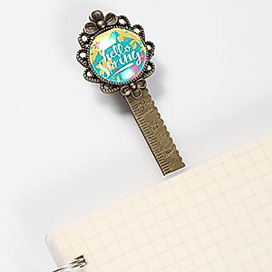 Spring Lettering Flowers Vintage Petal Bookmarks, Bronze Book Marks for Women Men Kids Teacher Student Teens