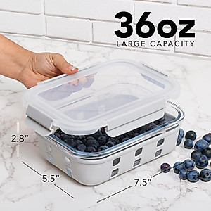 ECOBERI Glass Storage Containers with Lids, 5 Piece Set, 4.5 Cup, Meal Prep, Food Storage, Airtight, Leak-Proof, Safe for Microwave, Freezer, Oven, and Dishwasher