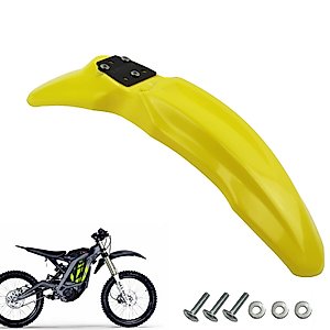 LINGQI RACING Modified Upgrade Front Fender for SURRON Light Bee With Strong Iron Bracket, Front Mudguard Fit to SUR RON E-bike (YELLOW)