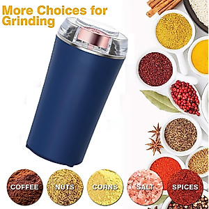 Electric Herb Grinder 200W Powerful Fast Grinding for Dry Spices Flower Buds with Brush, Easy On/Off One-Touch Push Button Powder Grinder Perfect For Herbs, Spices, Nuts, Grains and Coffee Beans