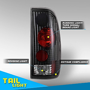 AUTOWIKI Tail Lights For 1997-2003 Ford F-150 F-250 F-350 Super Duty Tail Lights Styleside Model Pickup Black Clear Lens Rear Taillights 1 Pair