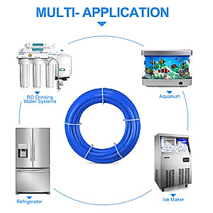 25FT 3/8 Inch O.D.RO Water Tubing,NSF Certified Water Line for RO(Reverse Osmosis) Water Purifier Filter System,BPA free Flexible Tubing(blue)