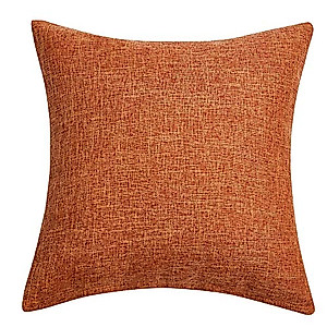Anickal Thanksgiving Pillow Covers 18x18 Inch for Fall Decorations Set of 2 Burnt Orange Rustic Linen Decorative Square Throw Pillow Covers for Sofa Couch Farmhouse Home Decoration