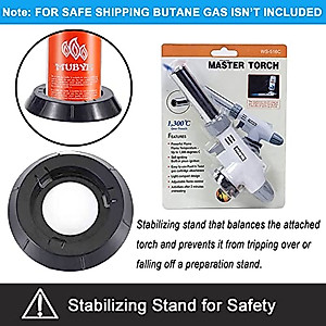 Butane Torch Kitchen Blow Lighter - Japan's Original Culinary Torches Head Chef Cooking Professional Adjustable Flame with Stabilizing Stand for Creme Brulee, Baking, BBQ (Butane Fuel Not Included)