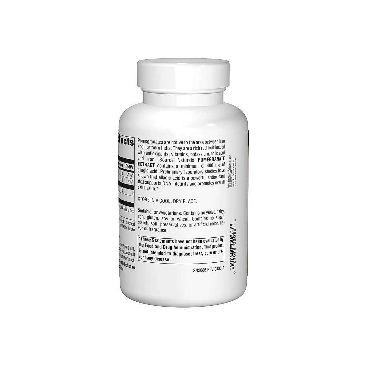 Source Naturals Pomegranate Extract, Antioxidant and DNA Health*, 500 mg | Vegetarian Friendly Pomegranate Fruit Extract Yielding 400 mg Ellagic Acid & Dietary Fiber - 240 Tablets