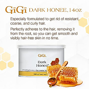 GiGi Dark Honee Hair Removal Soft Wax, Thick to Coarse Hairs, Normal to Dry Skin, Men and Women, 14 oz.