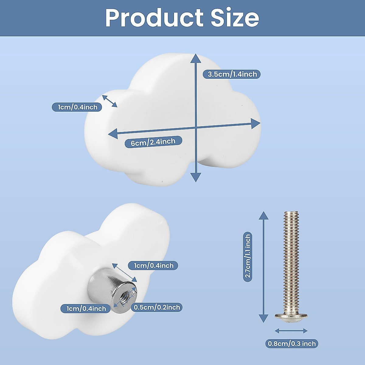 VIDELLY 8 Pieces Soft Rubber Knobs, Cartoon Cabinet Door Knobs Kids Dresser Knobs Handle for Children Room Drawer Closet, White