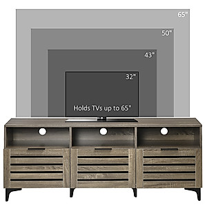 HOMCOM TV Stand for 65 Inch TV, Entertainment Center with Drawer, Doors, and Storage Shelves, TV Cabinet for Living Room, Bedroom, Gray