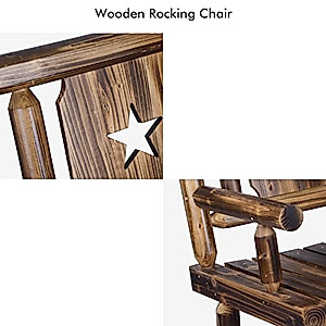 XCSOURCE Outdoor Rocking Bench, Wooden Double Outdoor Patio Rocker Chair for 2 Persons, Rustic Log Porch Bench for Farmhouse Decoration (Brown)