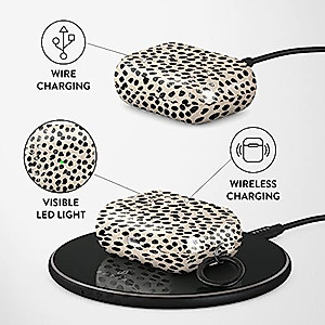 BURGA Airpod Hardcase Compatible with Apple Airpods PRO 2019 Charging Case, Black Polka Dots Pattern Nude Almond Latte Fashion Cute for Girls, Protective Hard Plastic Case