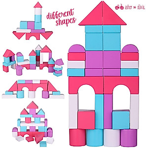 Large Building Wooden Blocks for Babies and Toddlers- 1-3 Years with Princess Castle Wooden Jigsaw Puzzles & Wand- Educational Montessori Fairytale Building Blocks for Toddlers