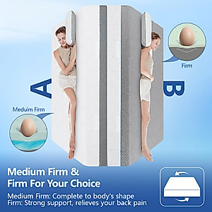 14 Inch King Memory Foam Firm Mattress with Ice Silk Cover, Premium Cooling Green Tea/Gel Bed Mattress, Bamboo Medium Firm to Firm Mattress for Back Pain, Fiberglass-free CertiPUR-US, in USA, 80"x76"