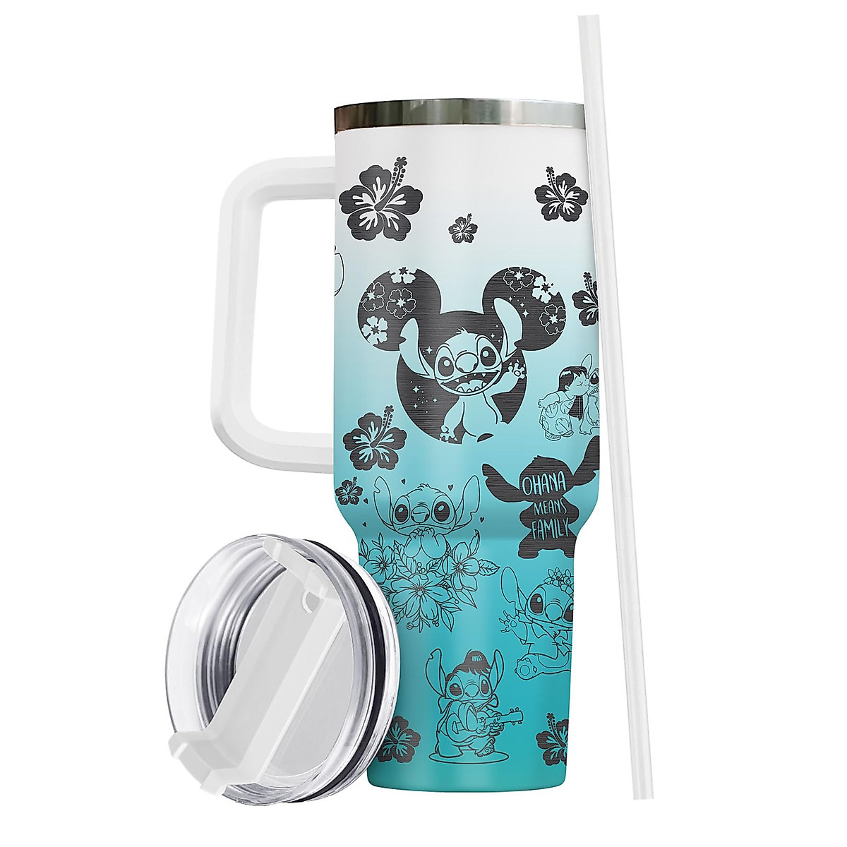 GEPOSTORE Blue Alien 40 Oz Tumbler With Lid Stainless Steel, Cute Cartoon Movie Character Tumbler, Birthday Gifts for Movie Lovers