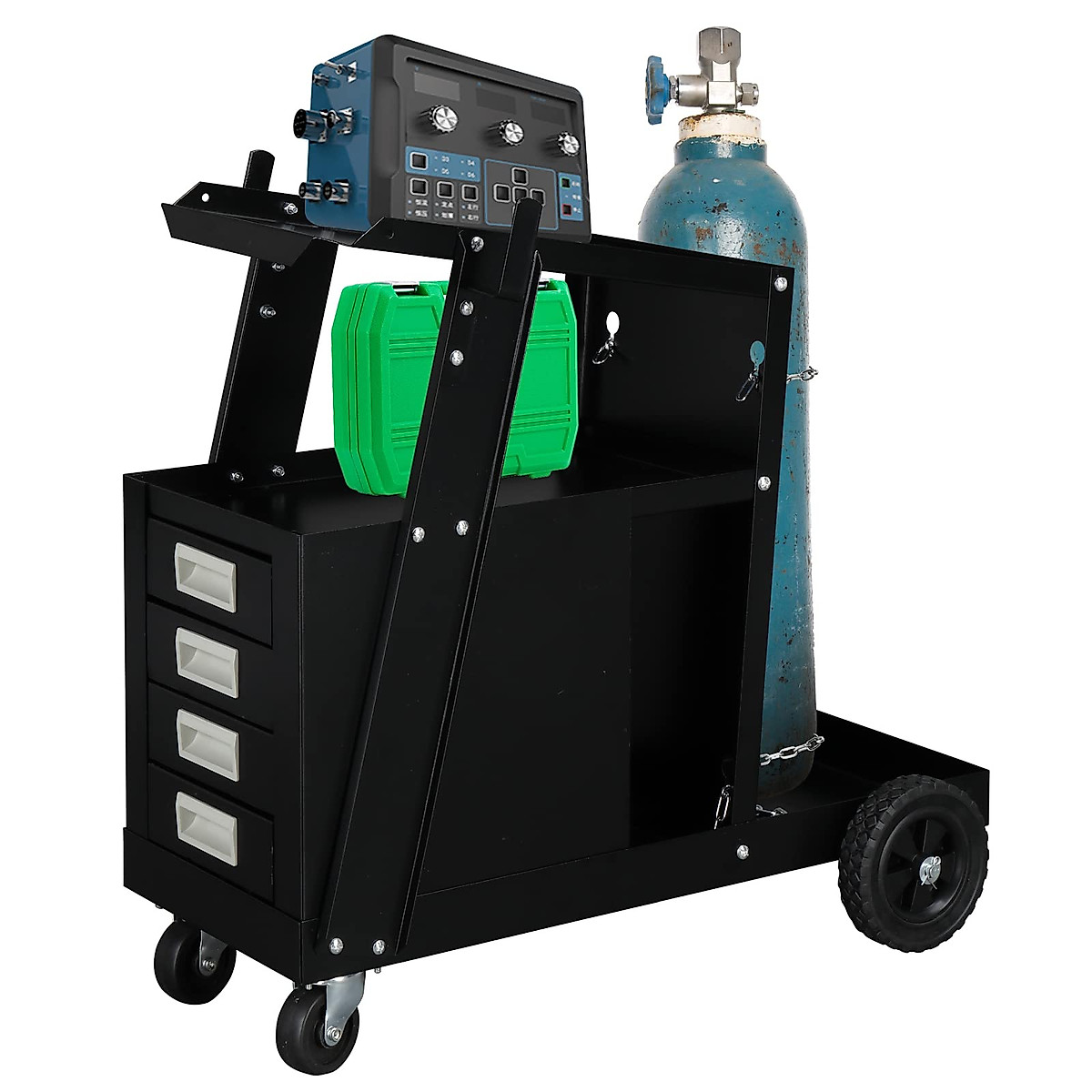 SSLine Rolling Welder Cart Plasma Cutter MIG TIG ARC Welding Cart with 4 Drawers and Wheels Heavy Duty Steel Welding Trolley Universal Storage -100lbs Weight Capacity