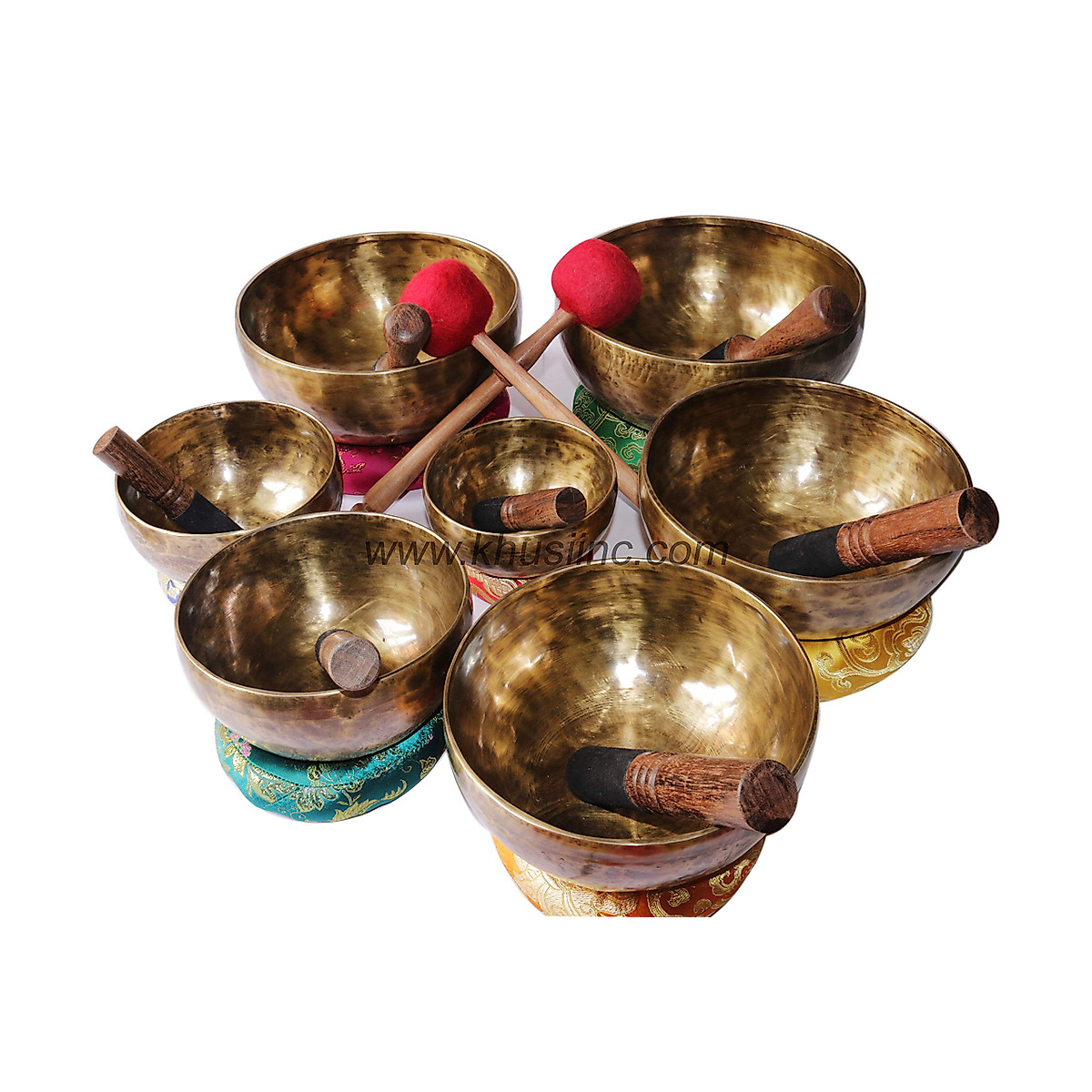 Singing Bowl set of 7,Antique~ Hand hammered Seven chakra Singing Bowls,for chakra healing, meditation, Zen-practice .Crafted in Nepal.