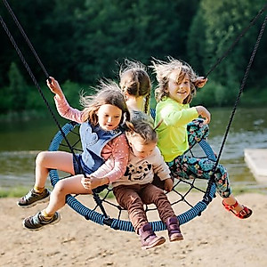 Trekassy Spider Web Saucer Swing 40 inch for Tree Kids with Steel Frame and Hanging Ropes