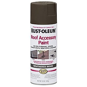 Rust-Oleum 285217 Roof Accessory Spray Paint, 12 oz, Weathered Wood/Brown