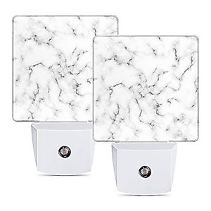 AICLIV Night Light, LED Night Lights Plug Into Wall - Smart Dusk to Dawn Sensor Activated, Energy Efficient Nightlight for Hallway, Kids, Nursery, Bedroom, Bathroom, 2 Pack (White Marble)