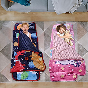 TANOSHII Toddler Nap Mat with Pillow and Blanket, Dinosaur Pattern- 21"x53", Cozy, Soft, and Machine Washable, All-in-one Design - Nap Mats for Preschool, Travel and Daycare